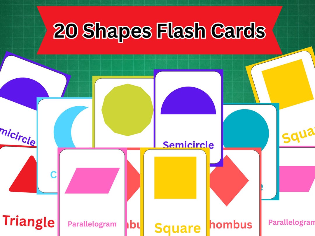 20 Rainbow Shapes Flash Cards, Preschool Materials, Homeschool ...
