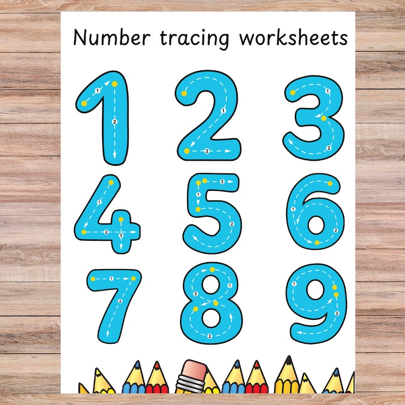 9 Number Tracing Worksheets, Traceable Numbers, Preschool Worksheets, 1 ...