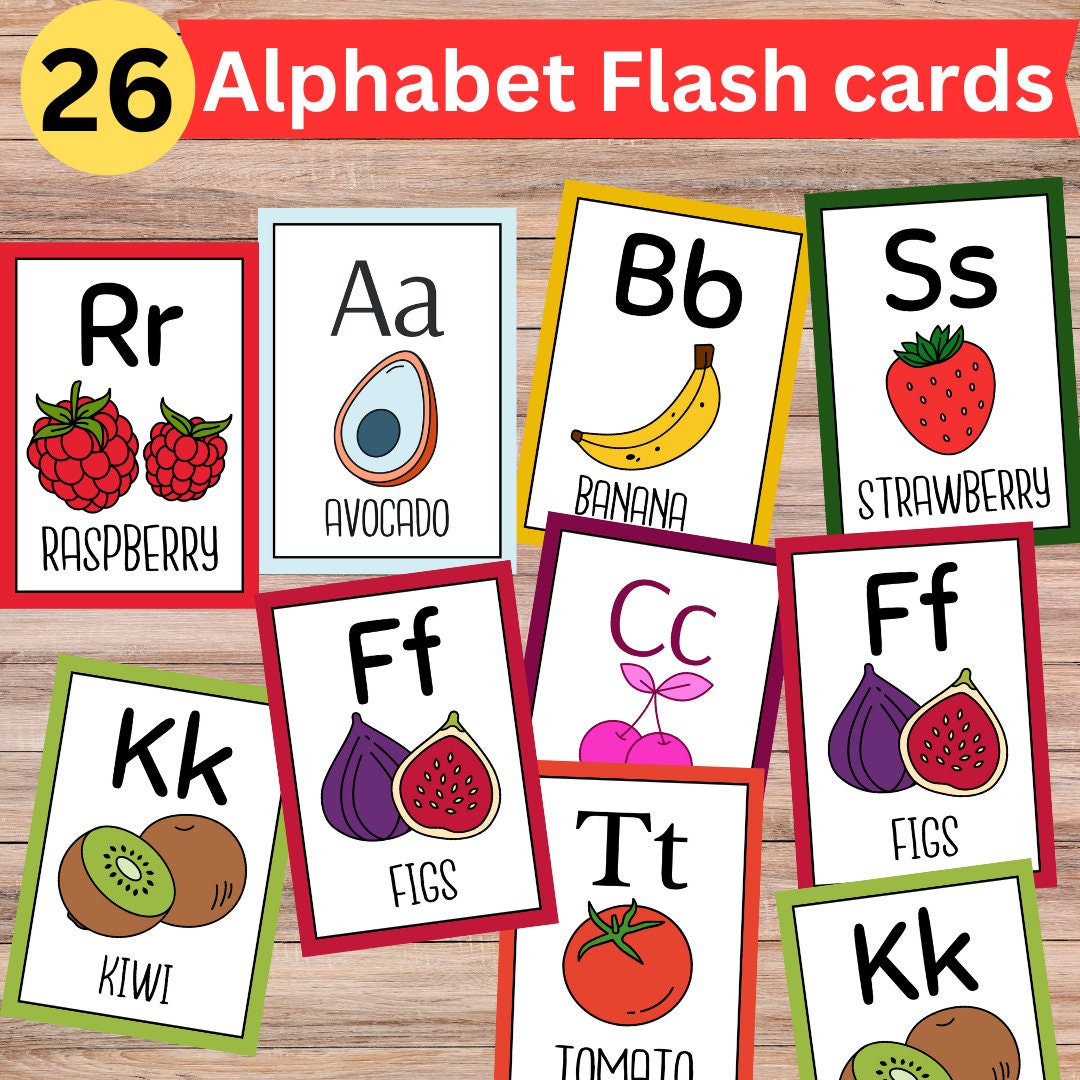 26 ABC Flash Cards, Educational Cards, A-Z Cards, Learn Abcs, Alphabet ...