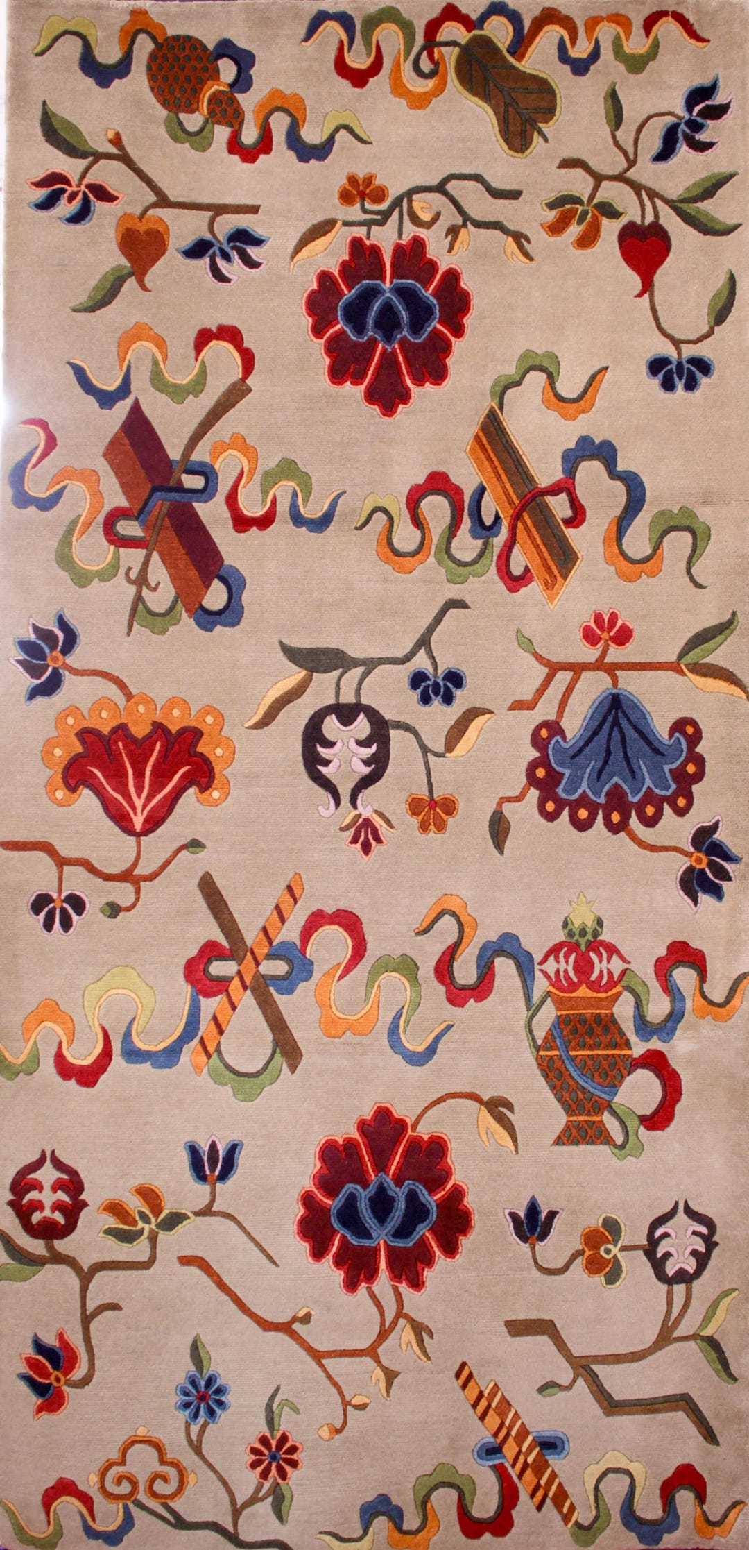 Tibetan Rug With Colorful Flowers on Beige Background - Etsy