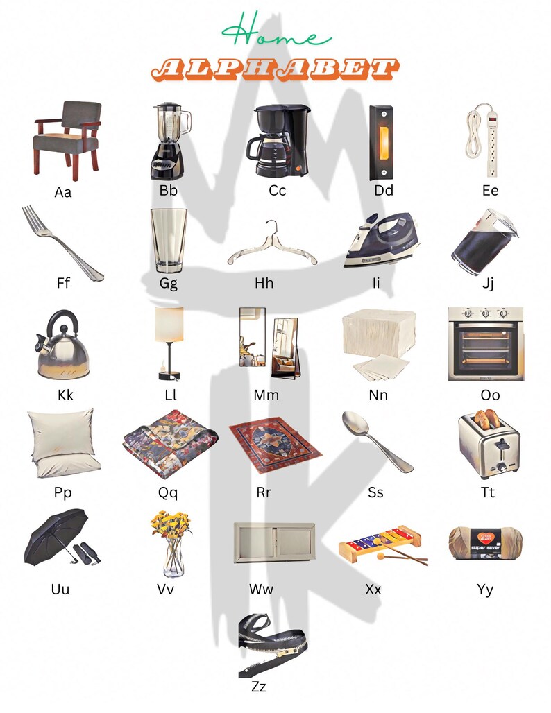 Household Objects Alphabet Work Sheet - Etsy