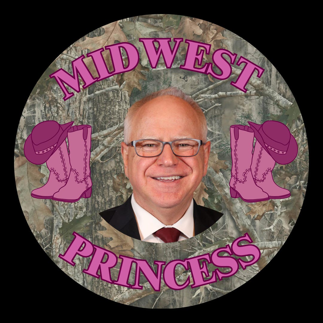Tim Walz Midwest Princess Sticker - Etsy