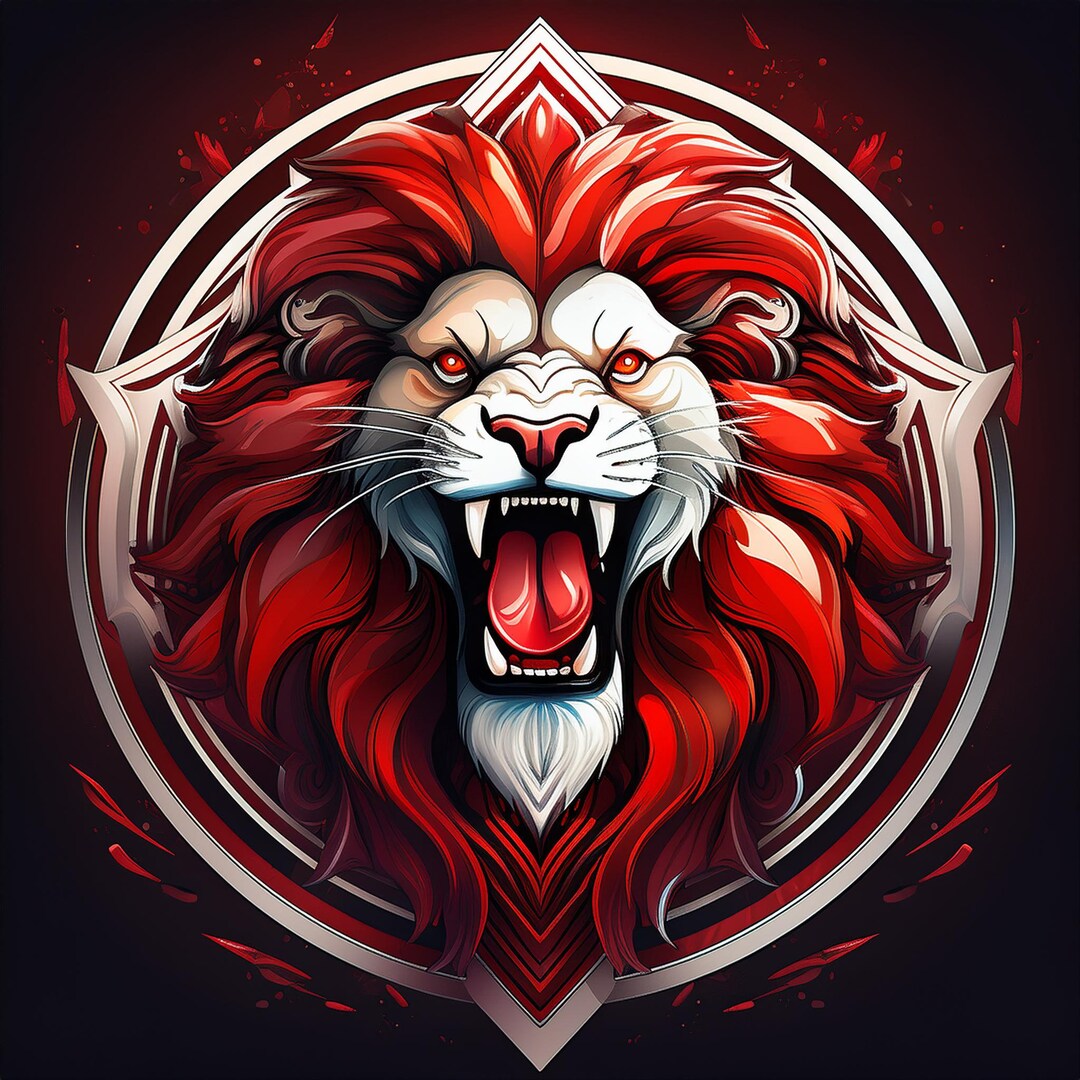 Red Roaring Lion Logo Print Image - Etsy