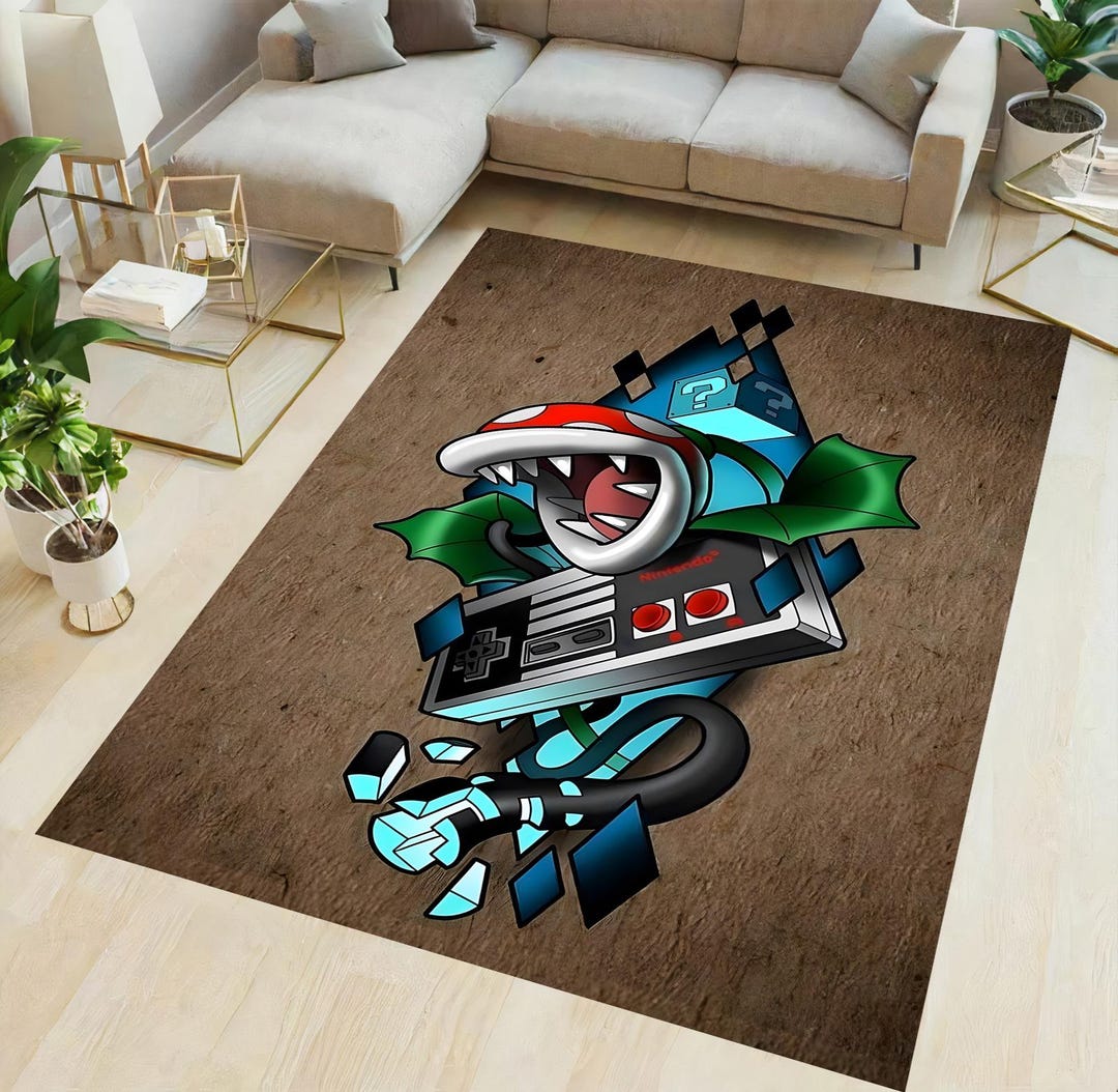 Retro Gaming Rug,gamer Room Carpet,console Design,plant Rug,modern Home ...