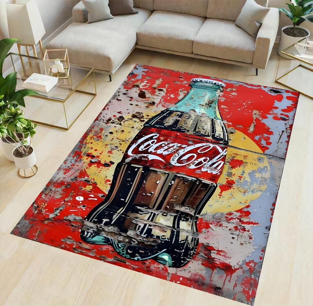 Coca Cola Rug,pop Art Rug,coke Bottle Rug,soda Bottle Rug,cola Logo Rug ...