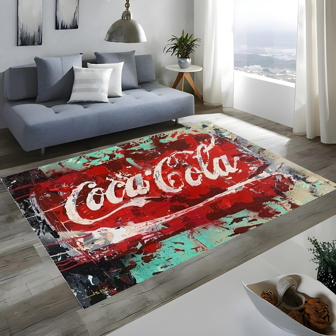 Vintage Coca Cola Logo Rug: Modern Beverage Decor - Etsy