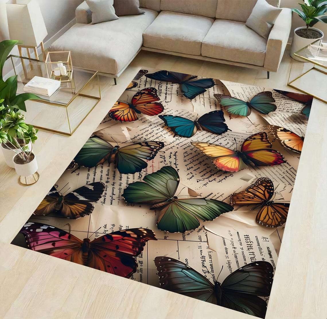 Butterfly Rug,butterflies Carpet,nature Rug,whimsical Rug,butterfly ...