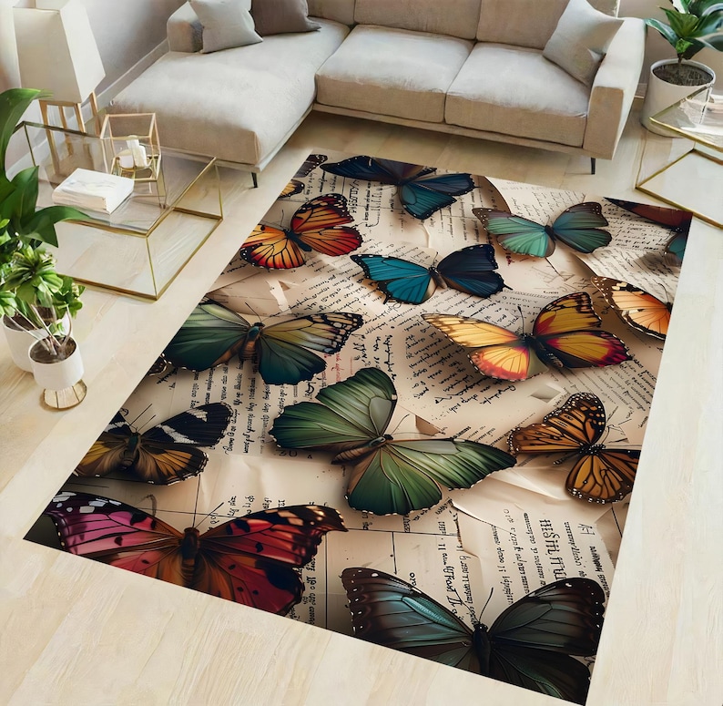 Butterfly Rug,butterflies Carpet,nature Rug,whimsical Rug,butterfly ...