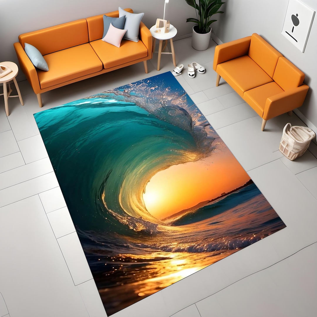 Ocean Wave Rug,surf Carpet,beach Theme Rug,tropical Mat,nature Decor ...