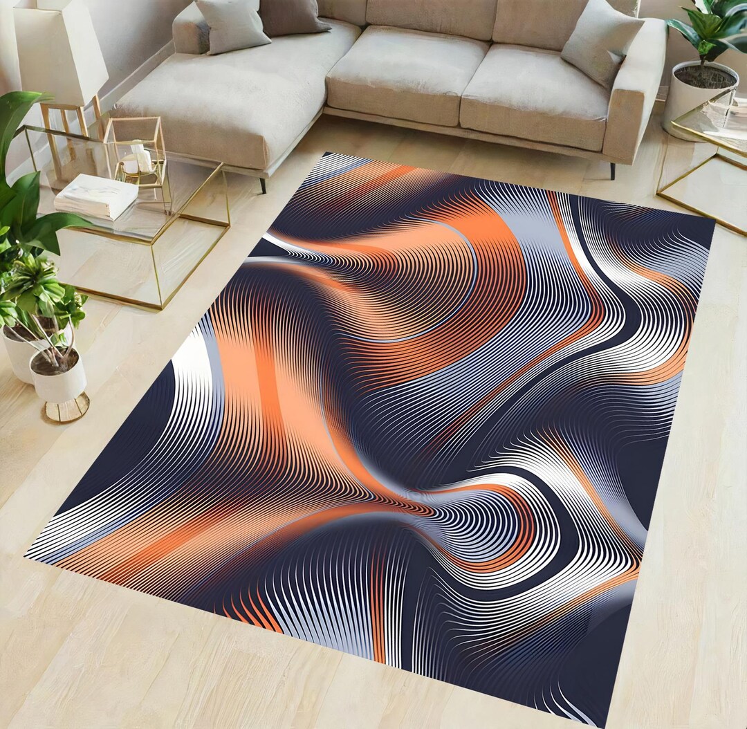 Modern Abstract Rug,swirl Pattern Rug,geometric Line Carpet,fluid Wave ...