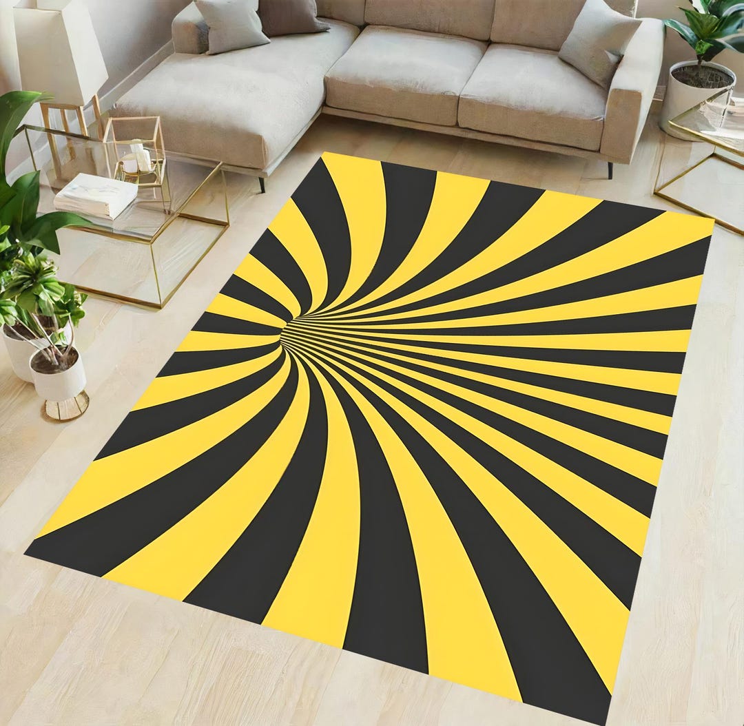 Optical Illusion Rug: Hypnotic Spiral Decor, Modern Polyester Rug - Etsy