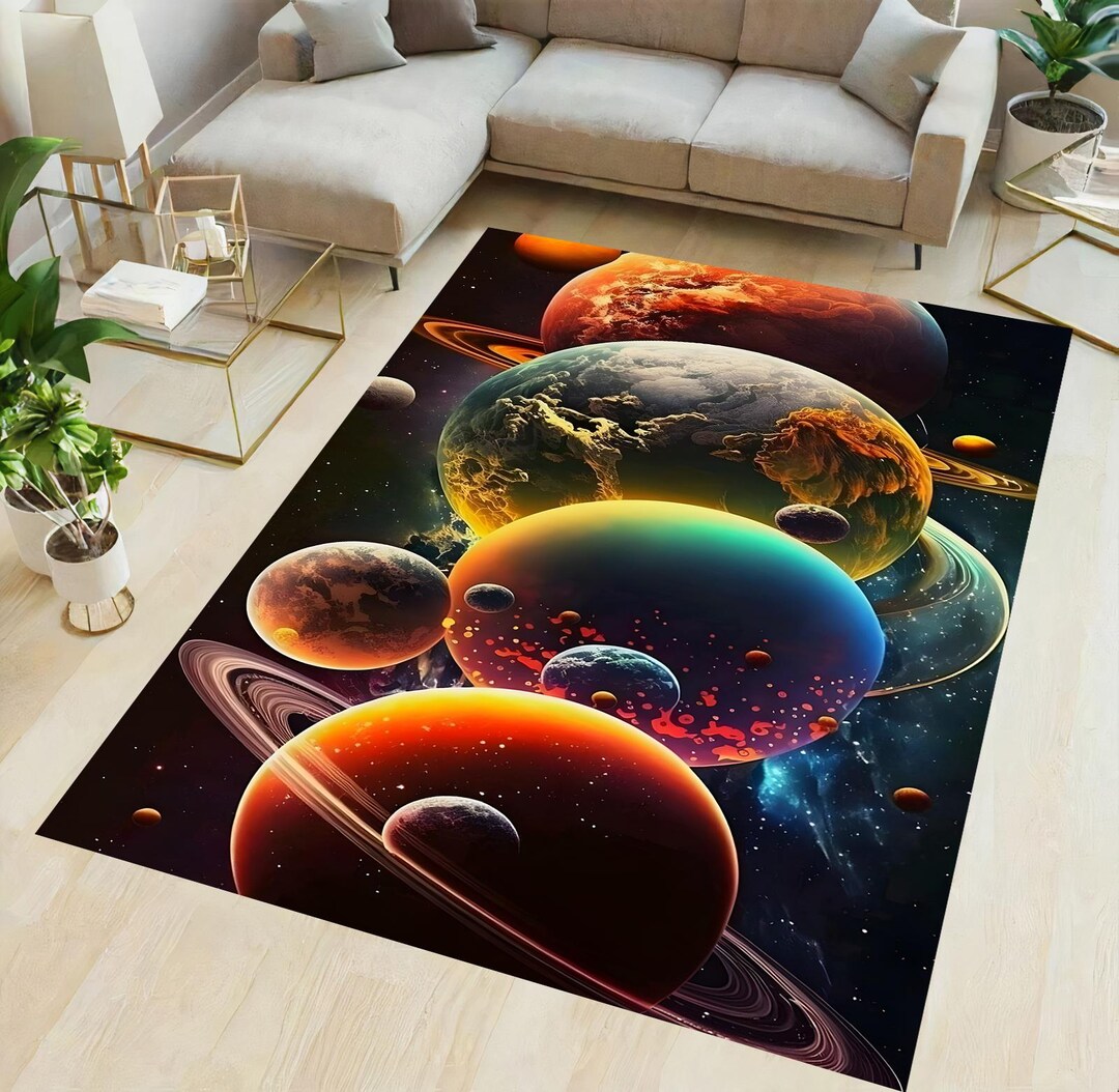 Solar System Rug,galaxy Area Rug,astronomy Home Decor,elegant Home ...
