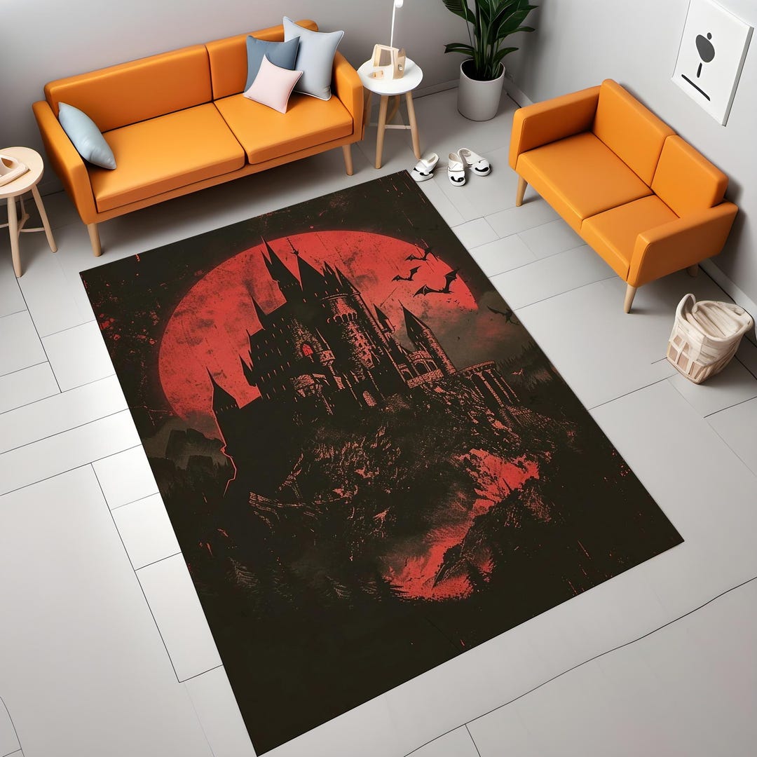 Gothic Castle Rug: Spooky Vampire Home Decor - Etsy