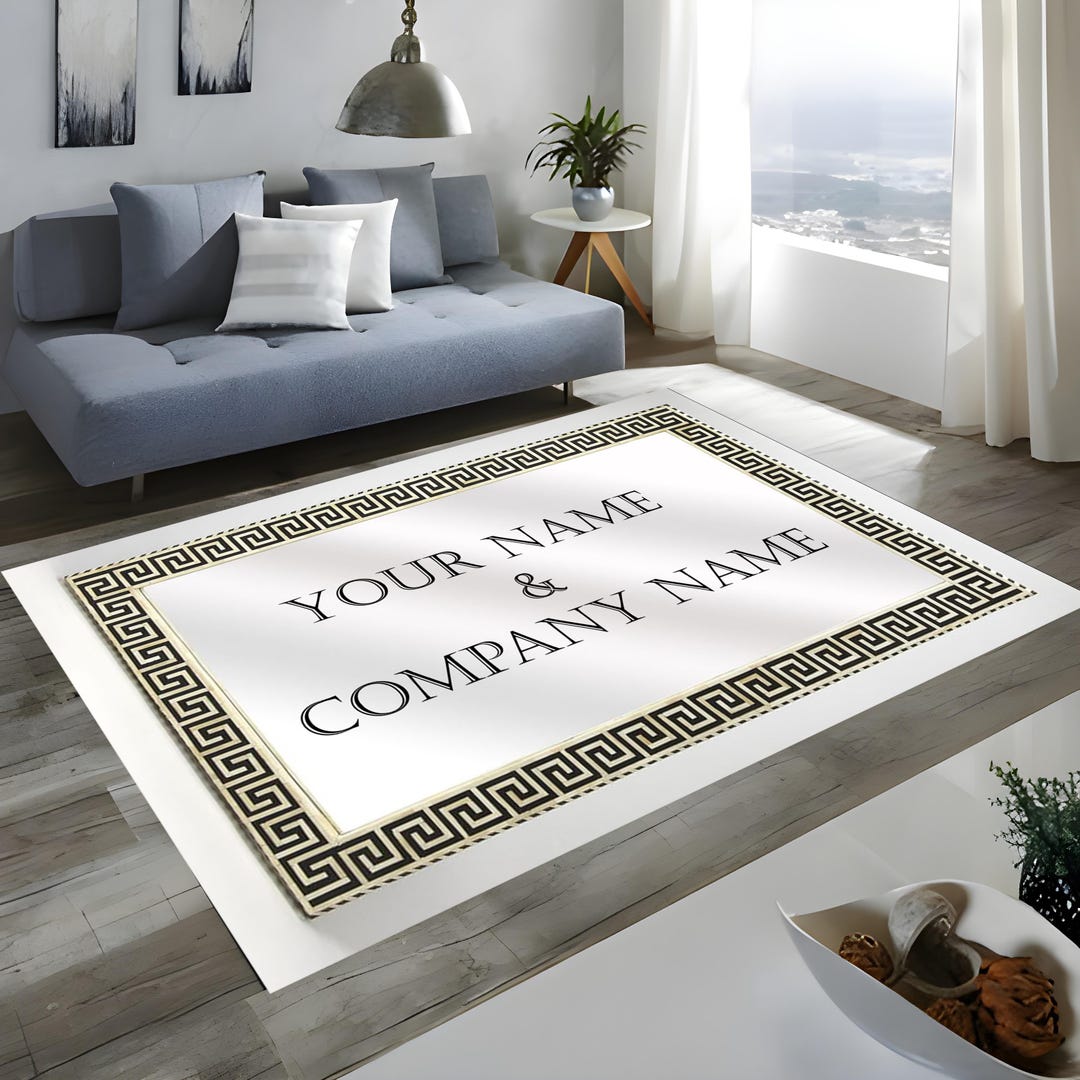 Greek Key Pattern,custom Text Rug,personalized Floor Mat,luxury Living ...