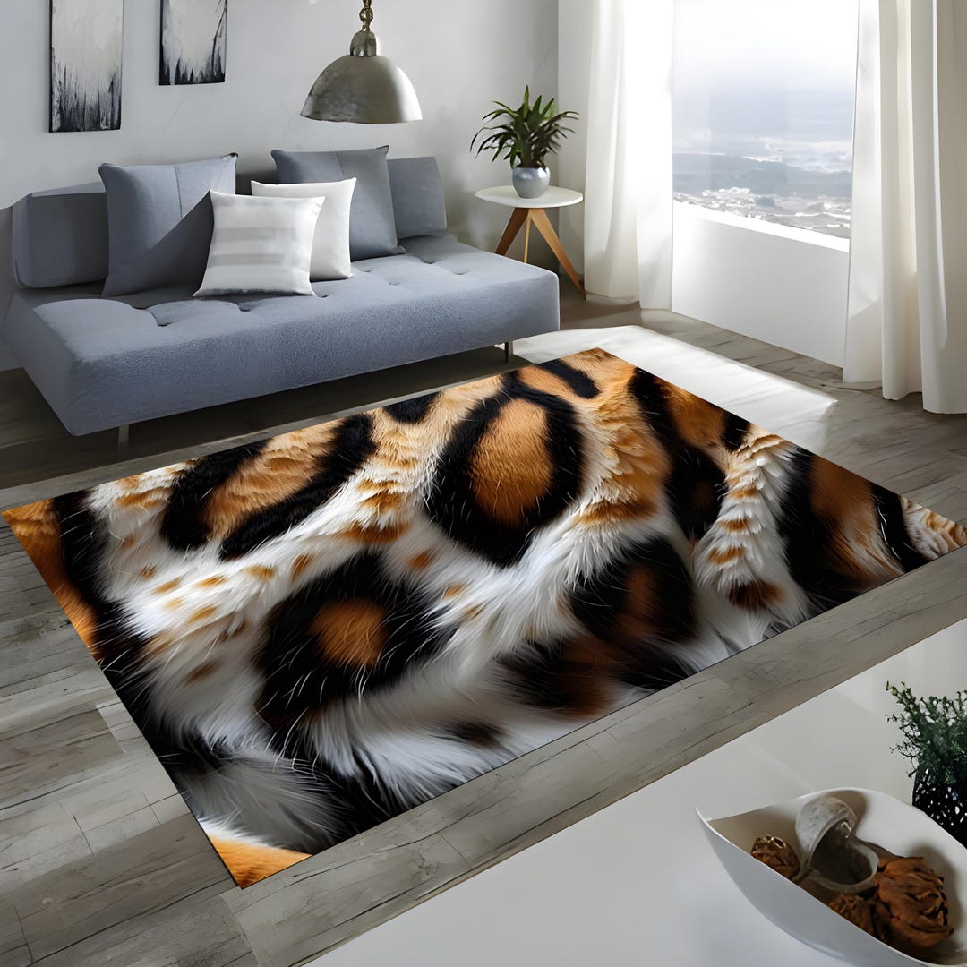 Tiger Print Rug: Faux Fur, Wildlife Safari Decor - Etsy