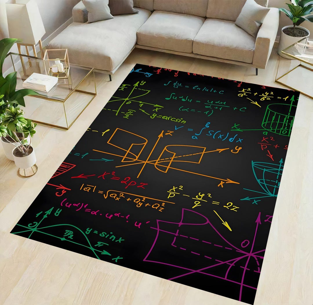Math Equations Rugchalkboard Style Rugeducational Rugclassroom Decor