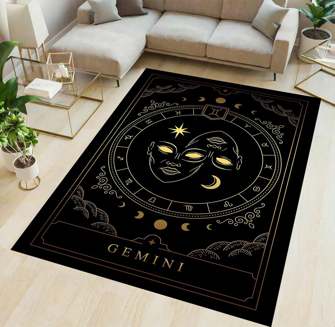 Gemini Horoscope Rug: Mystic Zodiac Art, Modern Home Decor - Etsy