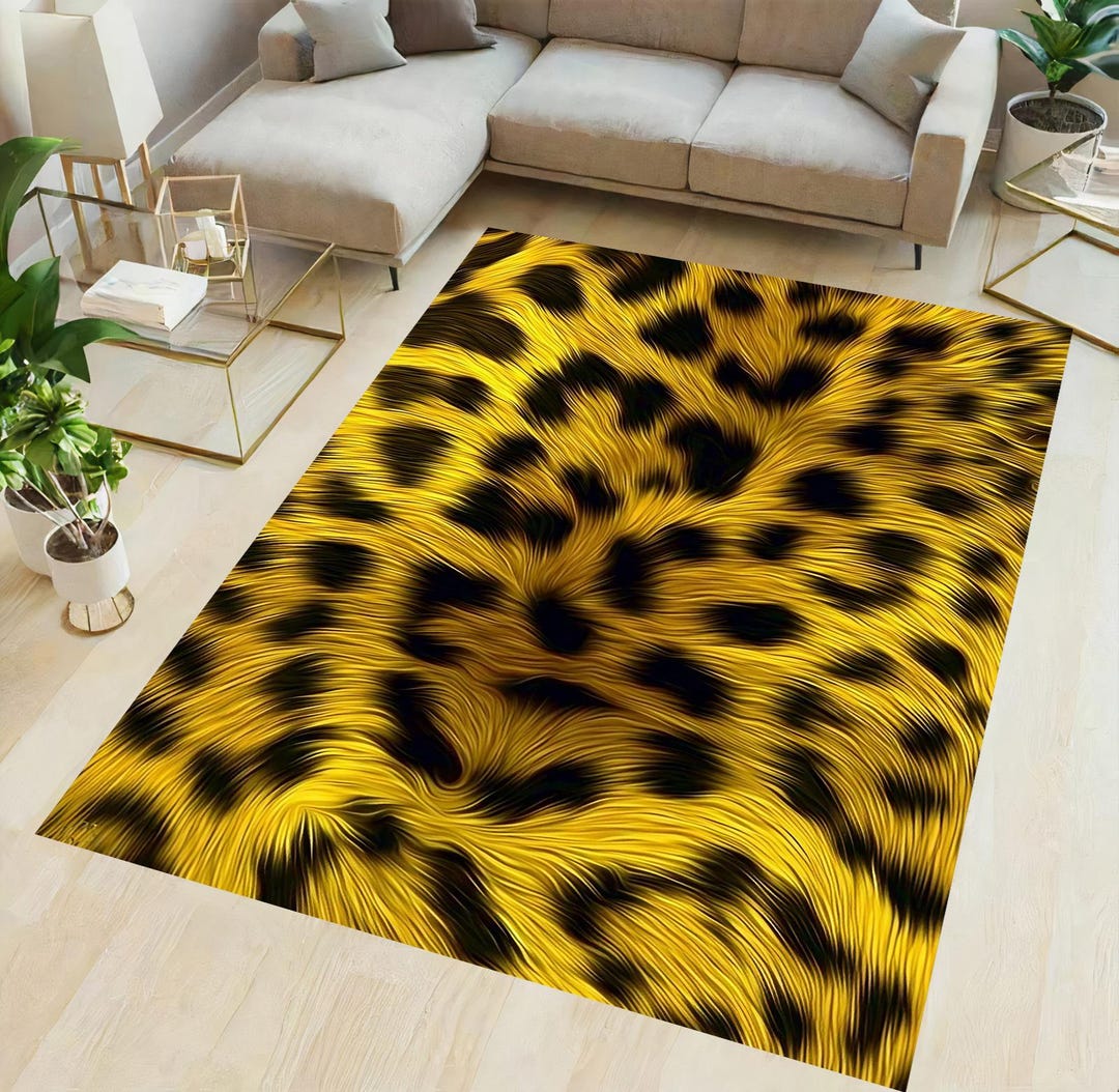 Leopard Rug,animal Fur Rug,exotic Rug,safari Rug,faux Fur Rug,wildlife ...