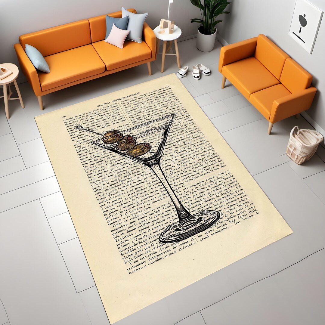 Martini Glass Vintage Rug: Retro Home Bar Decor - Etsy