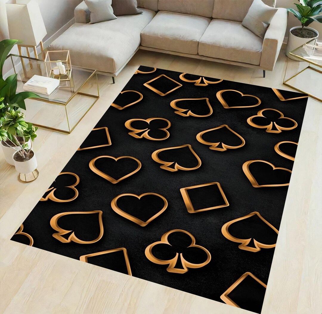 Card Suit Rug,casino Rug,black Mat,poker Rug,game Room Rug,playing Card ...