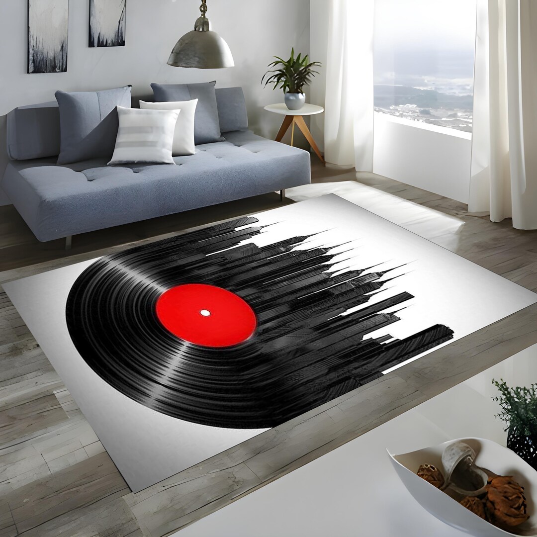Vinyl Record Rug,urban Music Decor,music Lover Gift,retro Vinyl Style ...