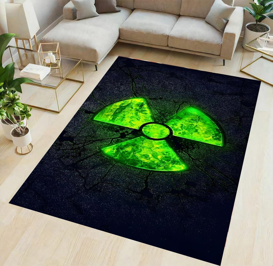 Radioactive Symbol Rug,neon Green Accent Rug,industrialrug,living Room ...