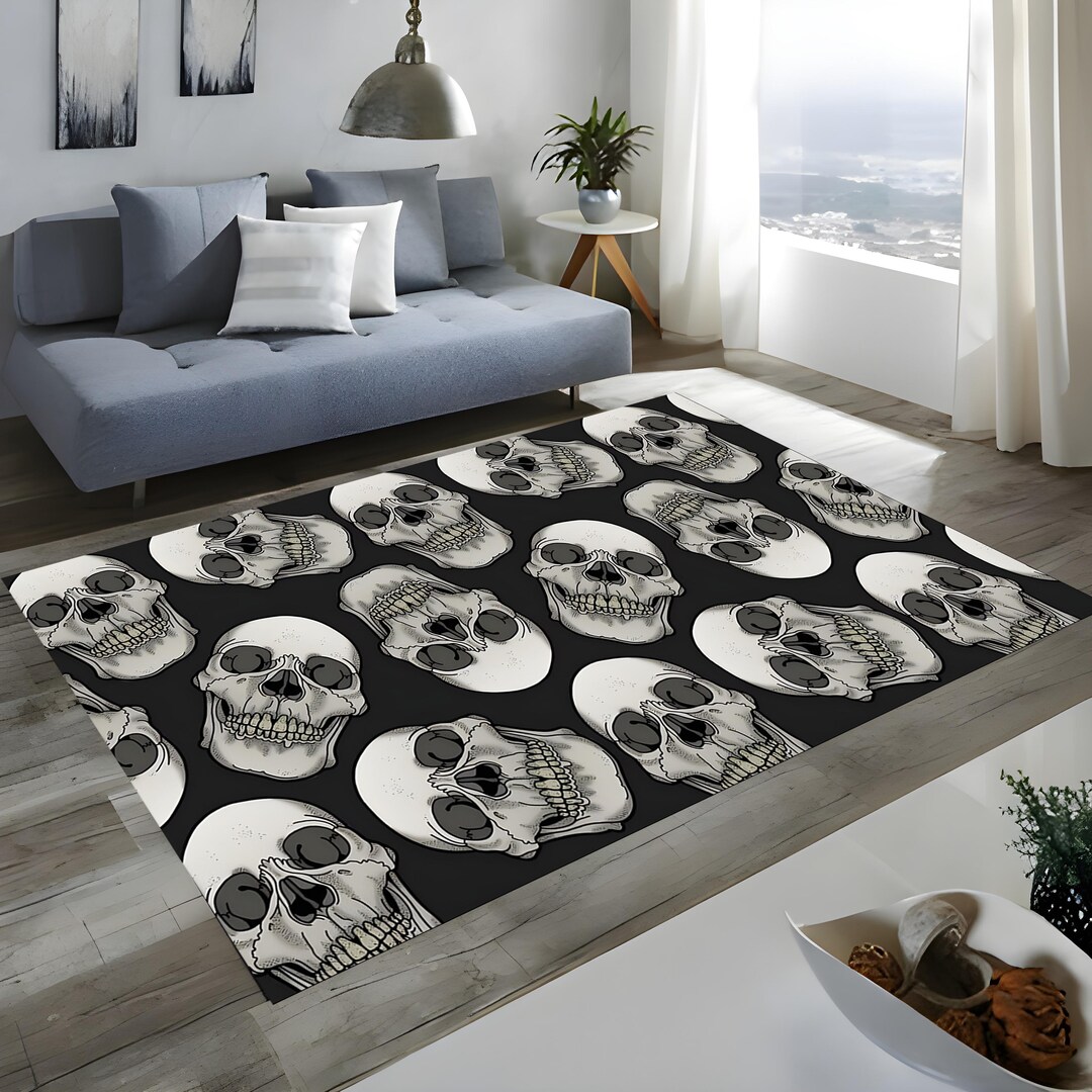 Skeleton Rug,skull Pattern Rug,gothic Home Decor,punk Aesthetic Rug ...