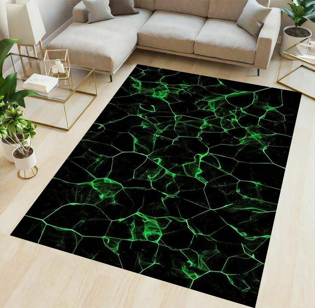 Neon Green Rug,futuristic Rug,tech Design Rug,neon Rug,cyberpunk Decor ...