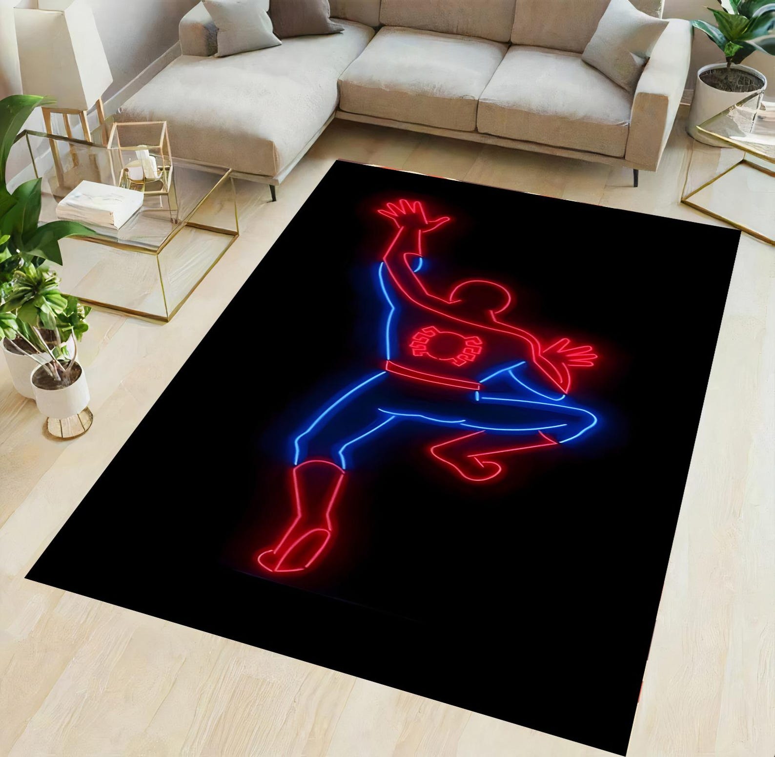 Spider-man Decor Rug,neon Spider Rug,superhero Carpet,kids Room Rug ...