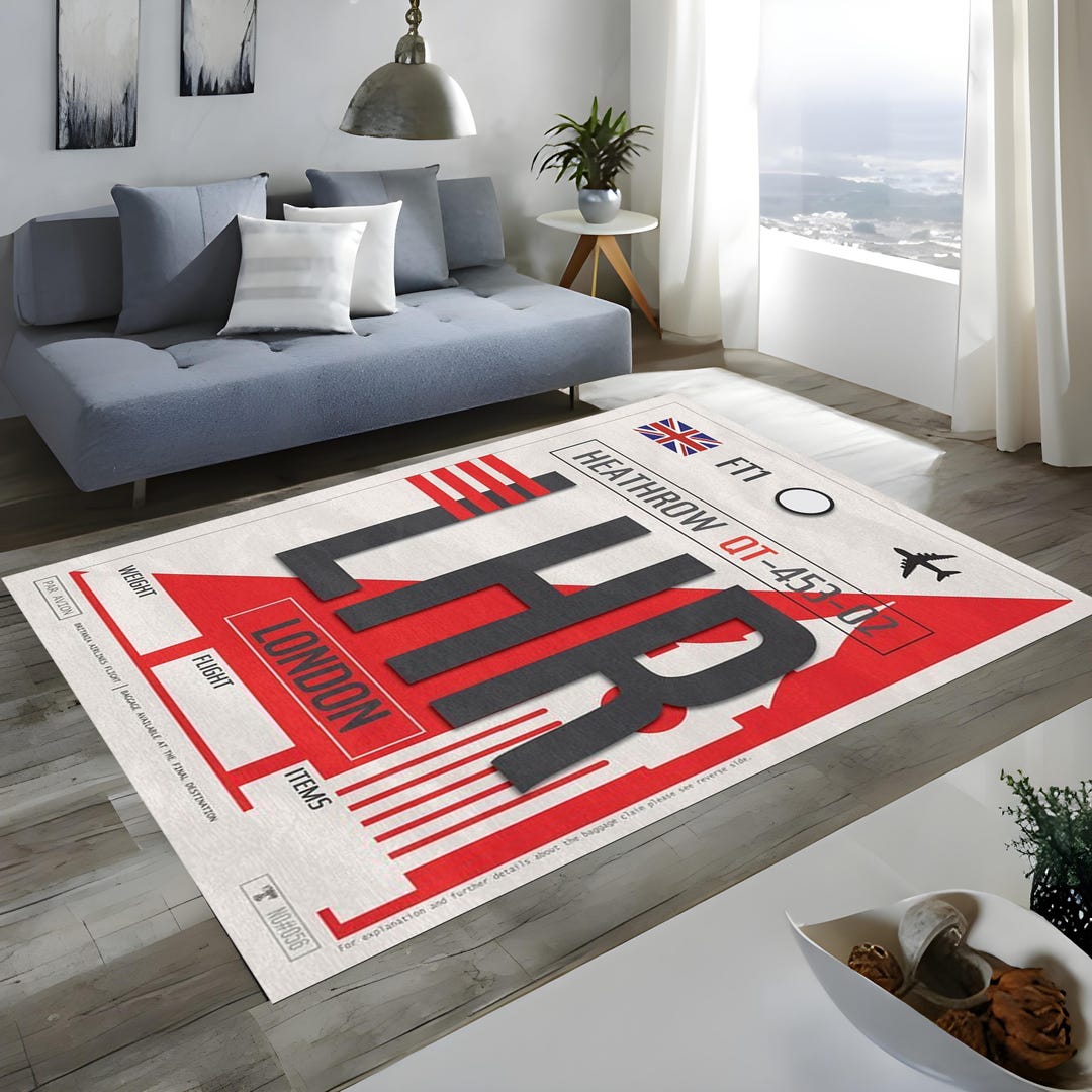 LHR Boarding Pass Rug: London Ticket Carpet, Travel Decor - Etsy