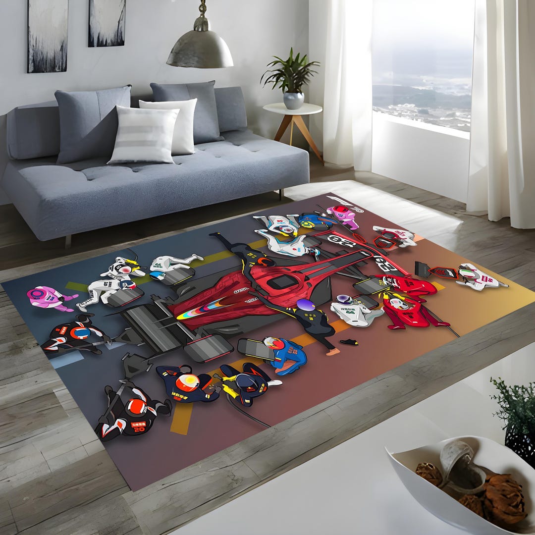 Formula 1 Rug,racing Pit Stop Rug,motorsport Rug,f1 Pit Crew Decor,race ...