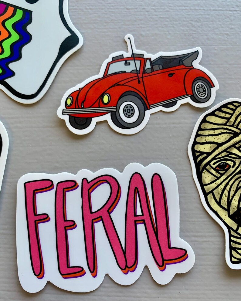 Vintage Red Volkswagen Beetle Sticker 3x3in Vintage Red VW Bug Car ...