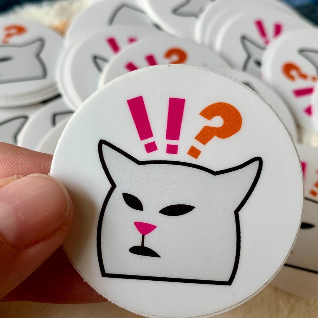 Confused Cat Meme Sticker: Funny Vinyl Decal - Etsy