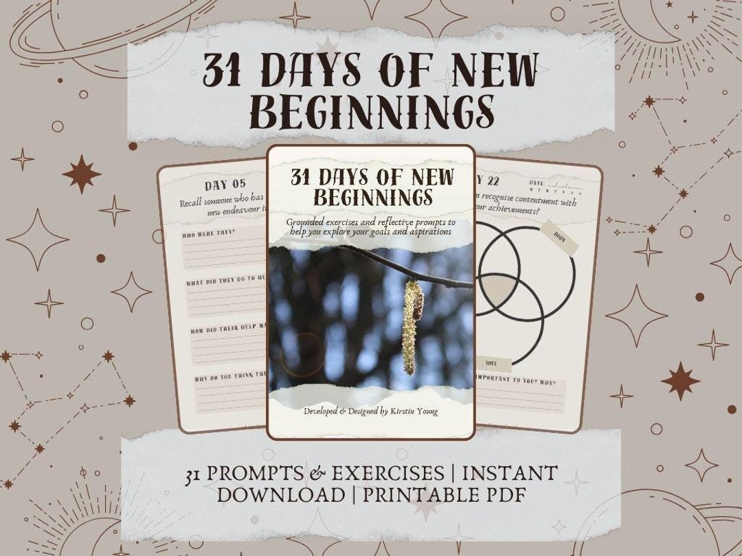 31 Days of New Beginnings Daily Writing Prompt Workbook Mindfulness ...