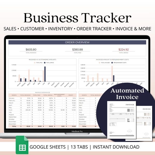 Small Business Tracker Spreadsheet for Google Sheets Invoice Inventory ... Small Business Tracker Spreadsheet for Google Sheets Invoice Inventory ...