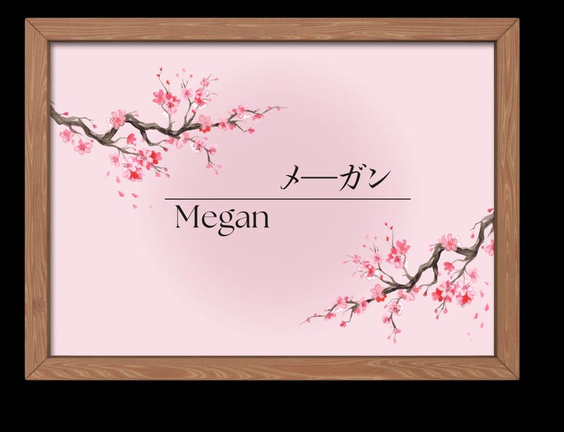Your Name in Japanese Print, Personalized Name Poster, Cherry Blossom ...