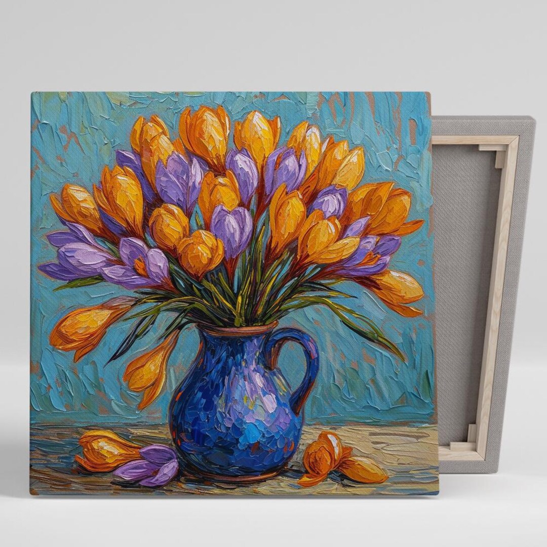 Crocus Burst Wall Art, Canvas or Poster, Floral Bohemian Rustic Decor ...