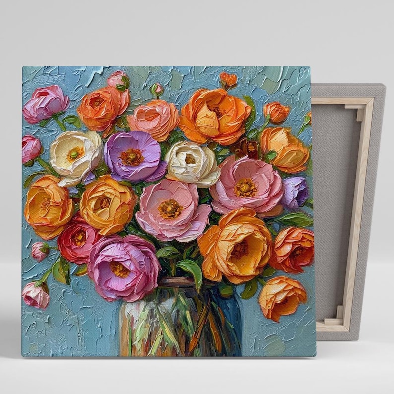 Ranunculus Art, Canvas or Poster, Contemporary Floral Decor, Living ...