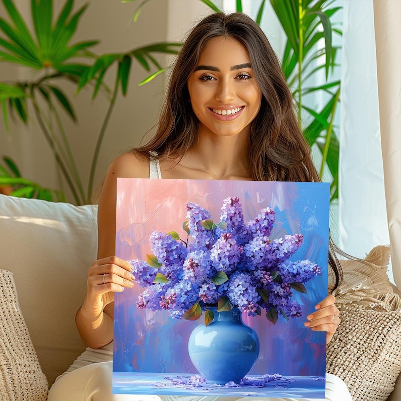 Lilac Wall Art, Canvas or Poster, Floral Contemporary Decor, Living ...