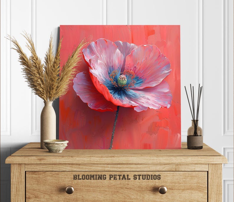 Poppy Wall Art, Canvas or Poster, Floral Contemporary Glam Decor ...