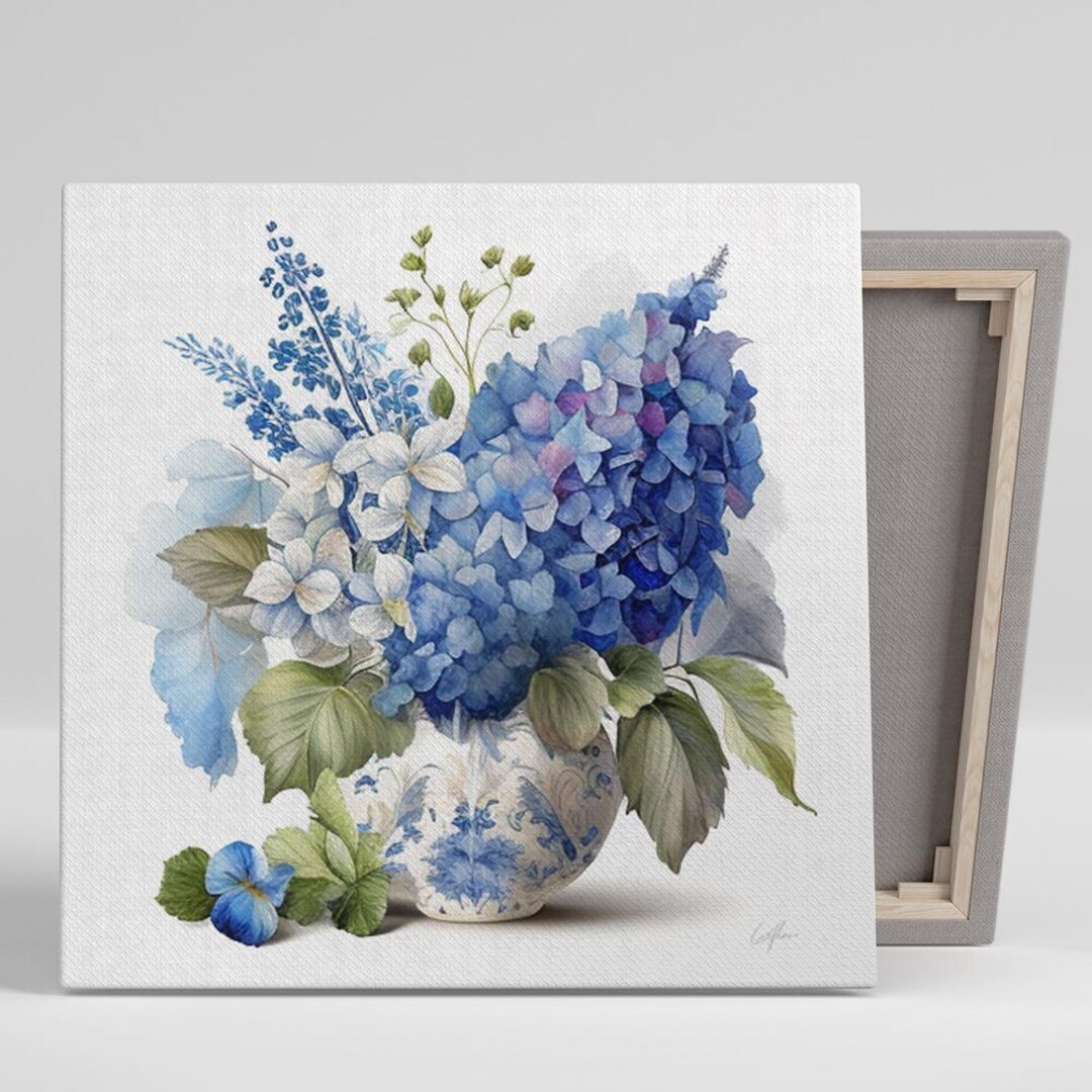 Hydrangea Wall Art, Canvas or Poster, Floral Contemporary Decor, Living ...
