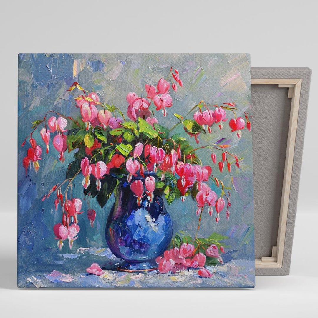 Bleeding Heart Floral Wall Art, Canvas or Poster, Shabby Chic Rustic ...