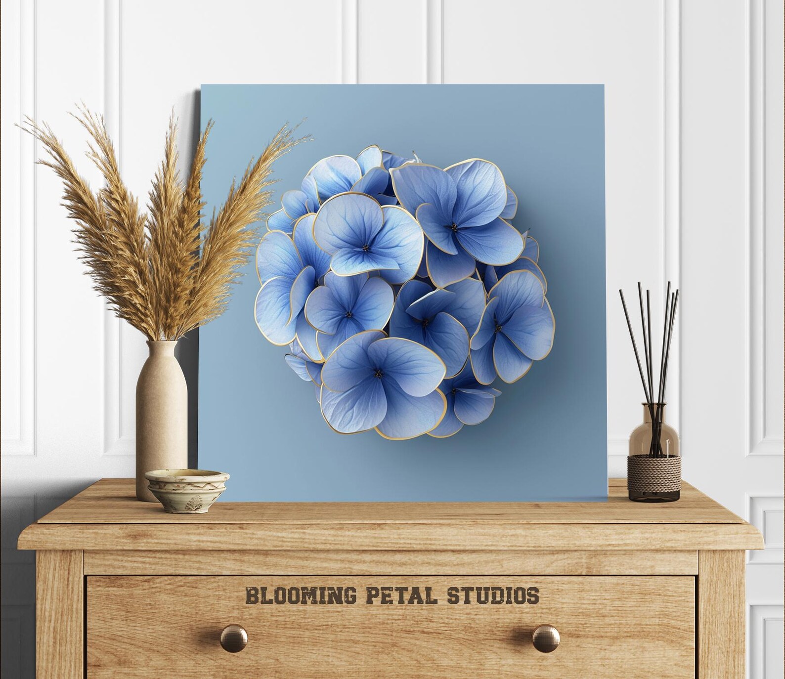 Hydrangea Art, Canvas or Poster, Contemporary Floral Decor, Living Room ...