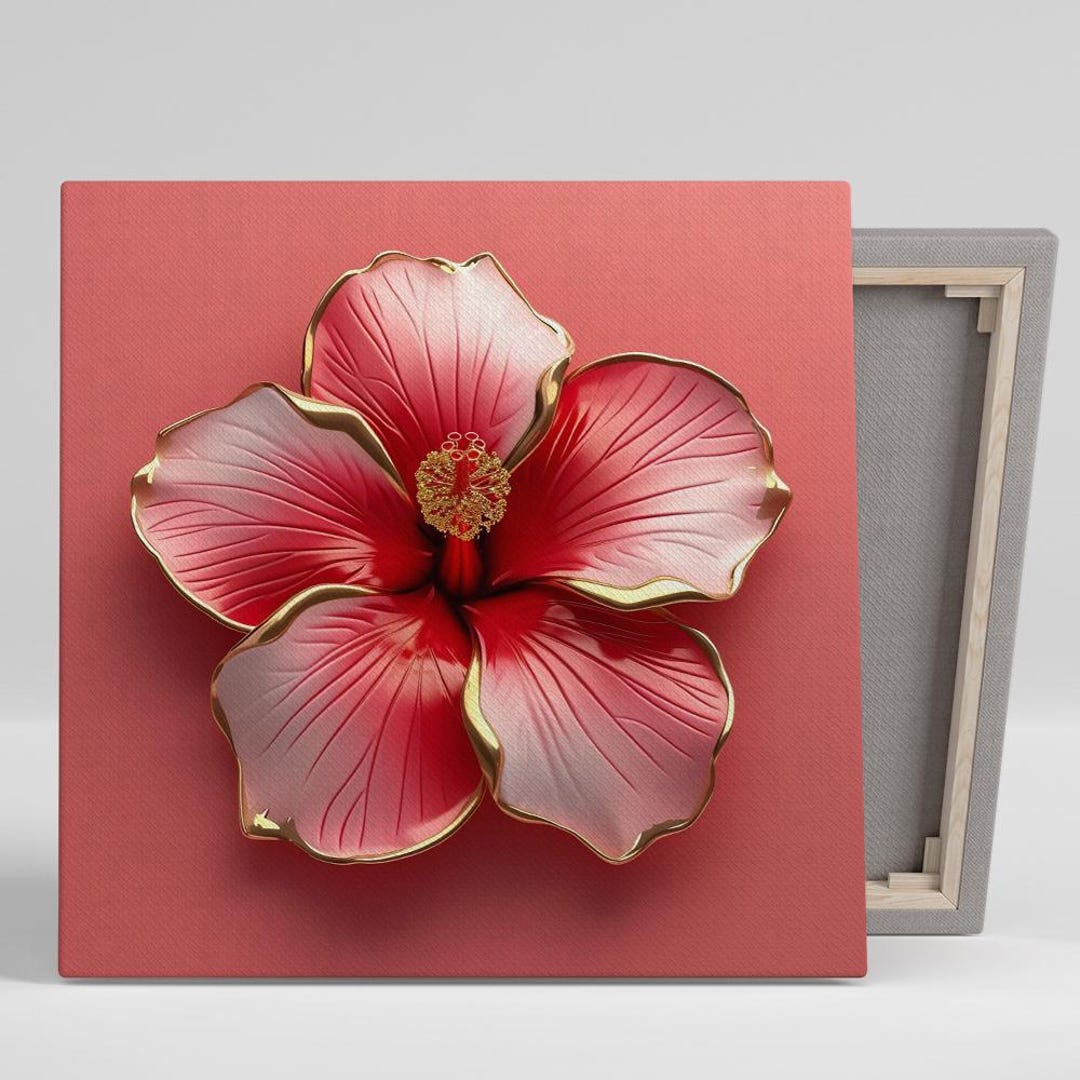 Hibiscus Wall Art, Canvas or Poster, Tropical Glam Decor, Living Room ...