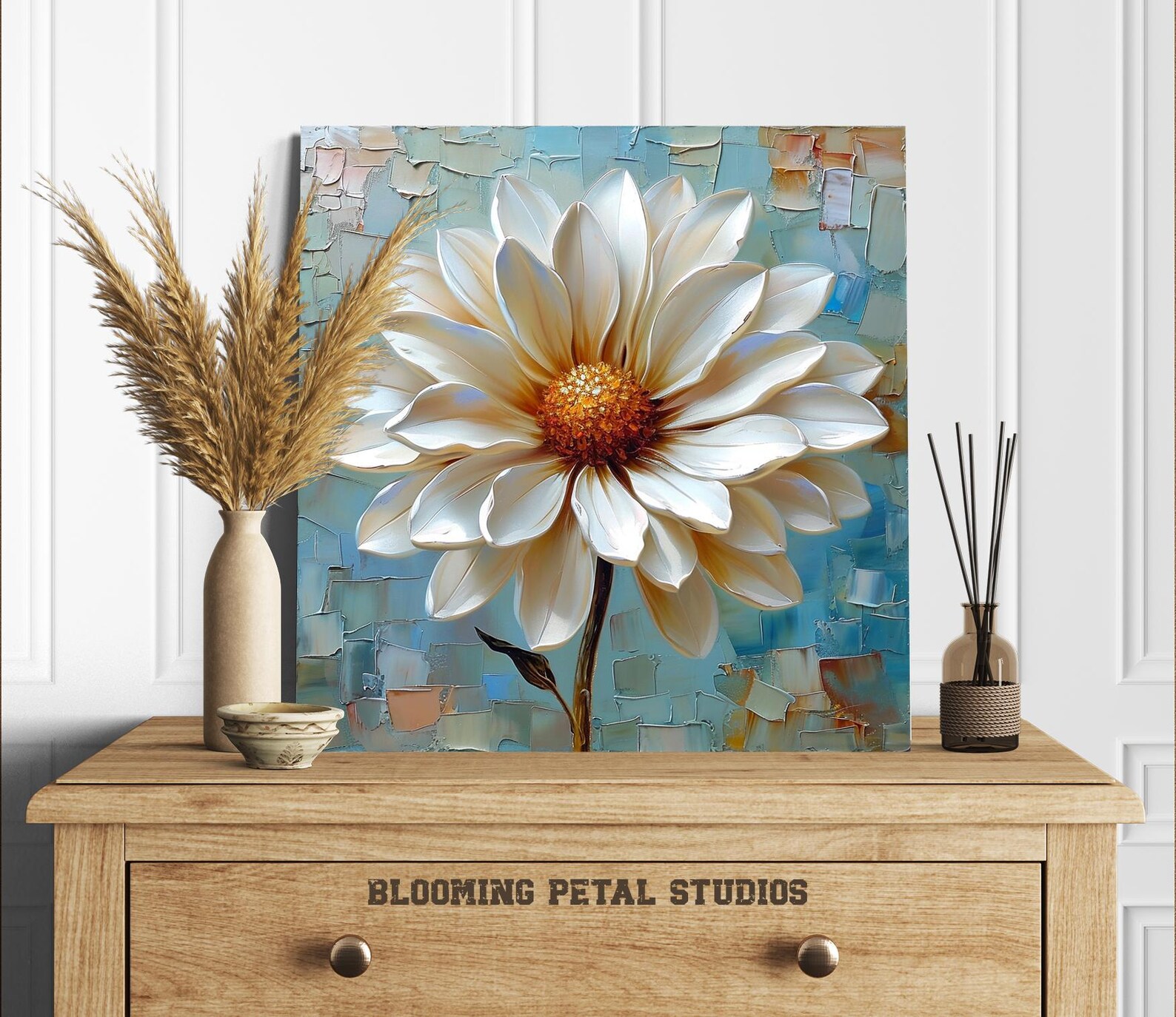 Daisy Wall Art, Canvas or Poster, Contemporary Floral Decor, Living ...