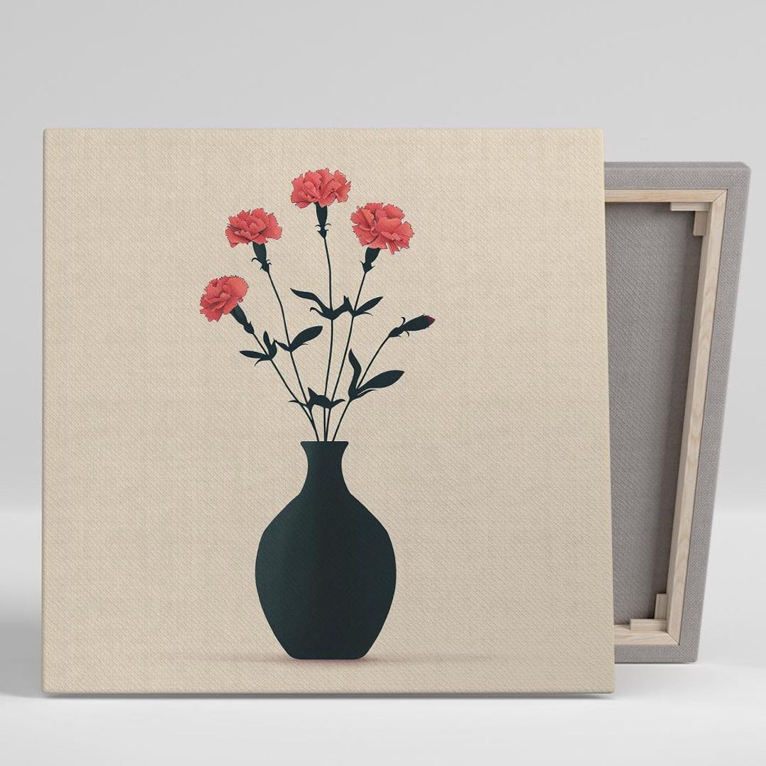 Carnation Wall Art, Canvas or Poster, Contemporary Floral Decor, Living ...
