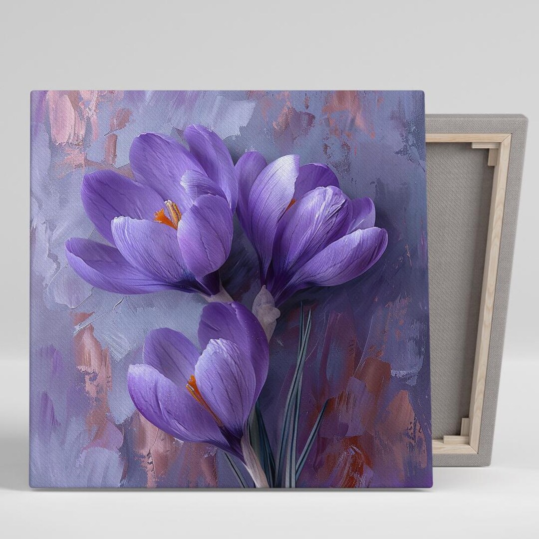 Crocus Wall Art, Canvas or Poster, Floral Contemporary Decor, Living ...
