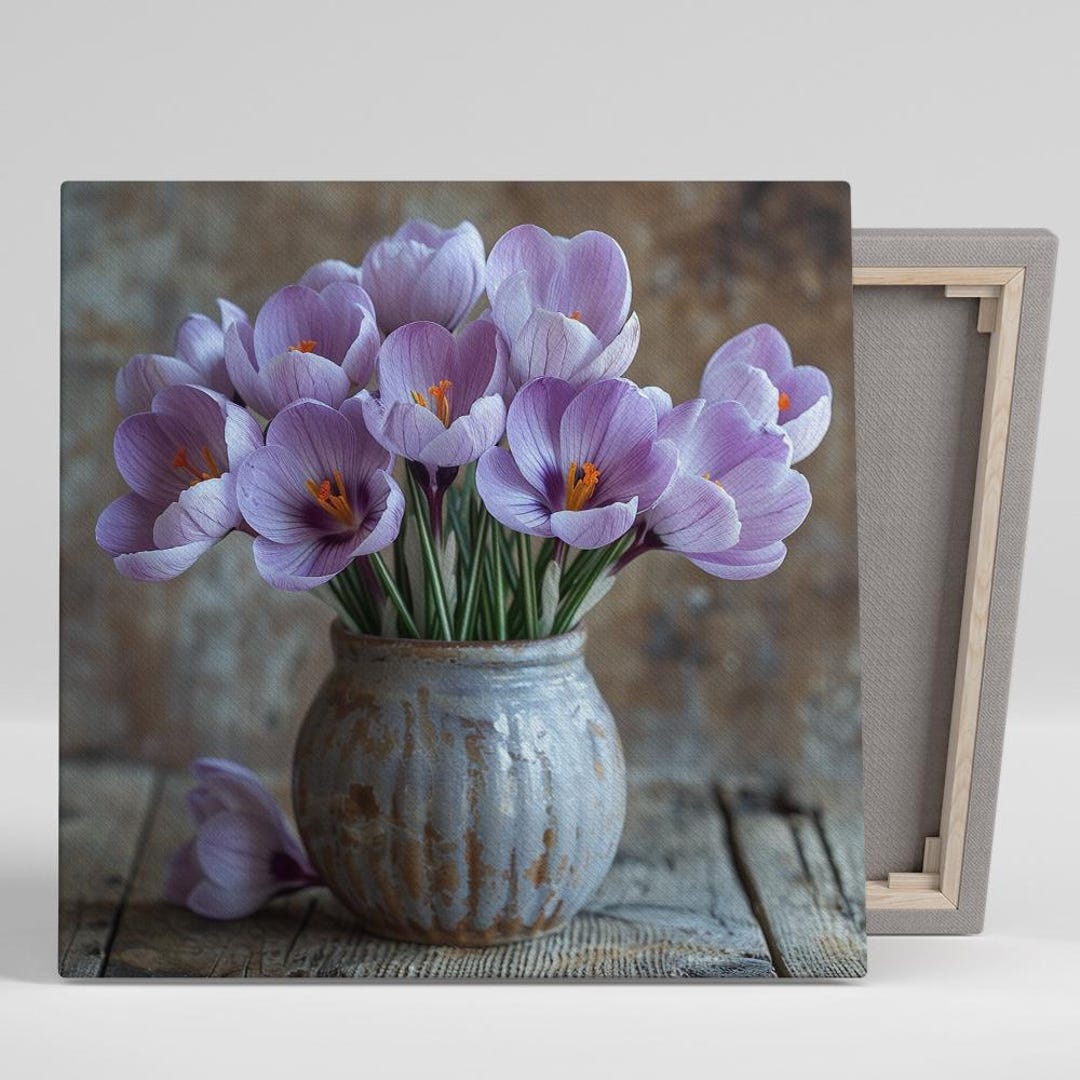 Crocus Wall Art, Canvas or Poster, Floral Rustic Shabby Chic Decor ...