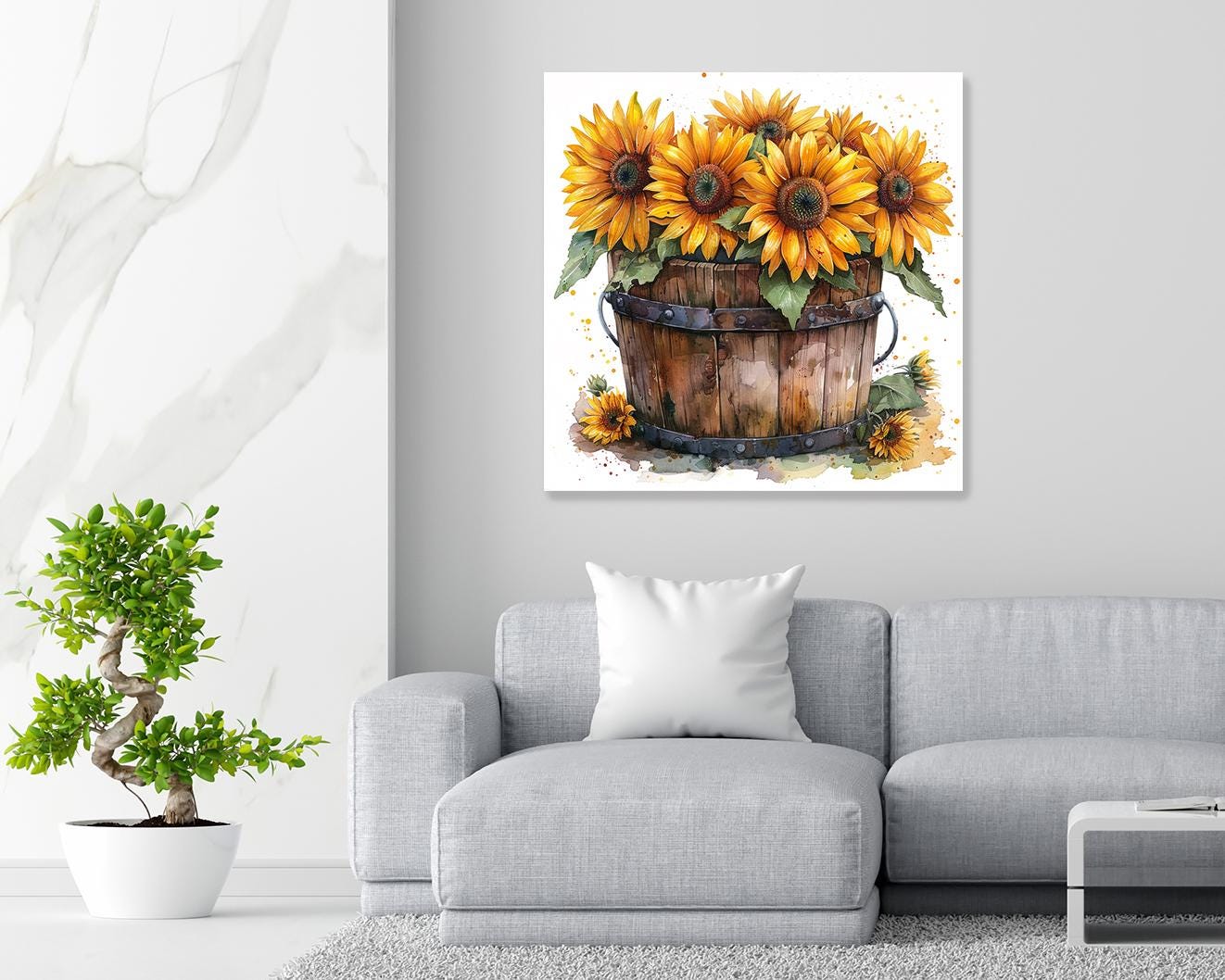Sunflower Art, Canvas or Poster, Rustic Farmhouse Decor, Living Room ...