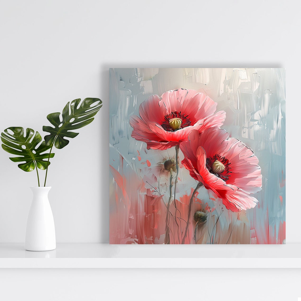 Poppy Wall Art, Canvas or Poster, Floral Impressionism Decor, Living ...